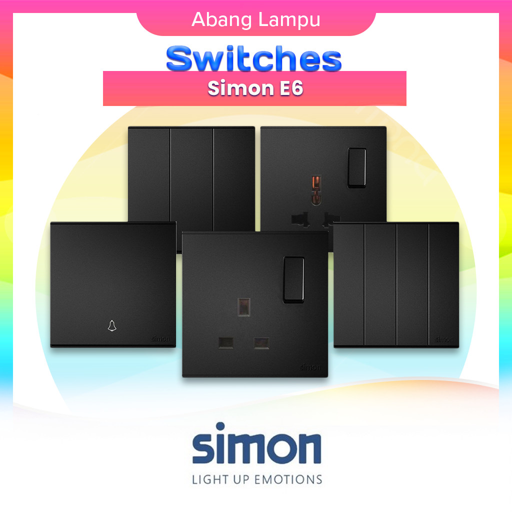 SIMON E6 Series Black White Switches & Socket Outlet SIRIM Approved Suis Lampu Rumah Suiz Soket ...