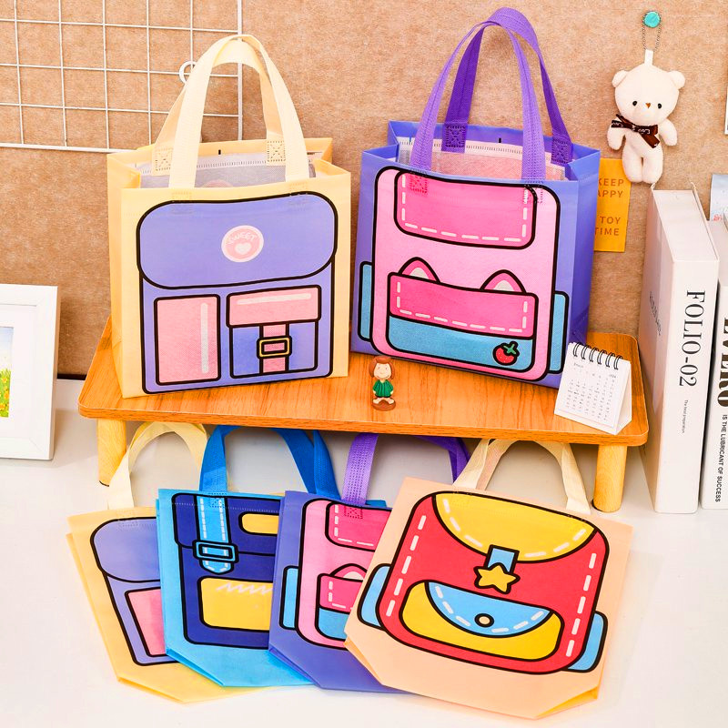 𝗖𝗨𝗧𝗘 𝗖𝗔𝗥𝗥𝗬 》10/20/30/40/50pcs Cartoon Gift Tote Bag Non Woven Birthday ...