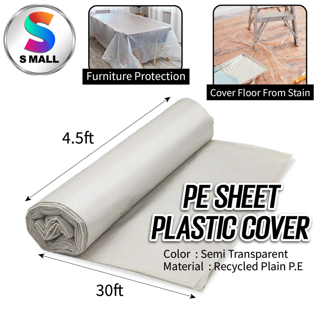 (4.5ft x 30ft) PE SHEET Plastic Sheet Cover / Waterproof Canvas Alas ...
