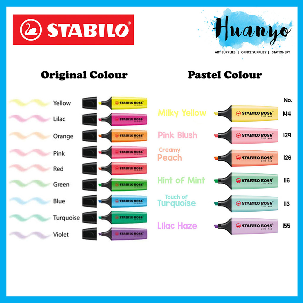 Stabilo Boss Original Fluorescent / Pastel / Nature / Black Colour ...