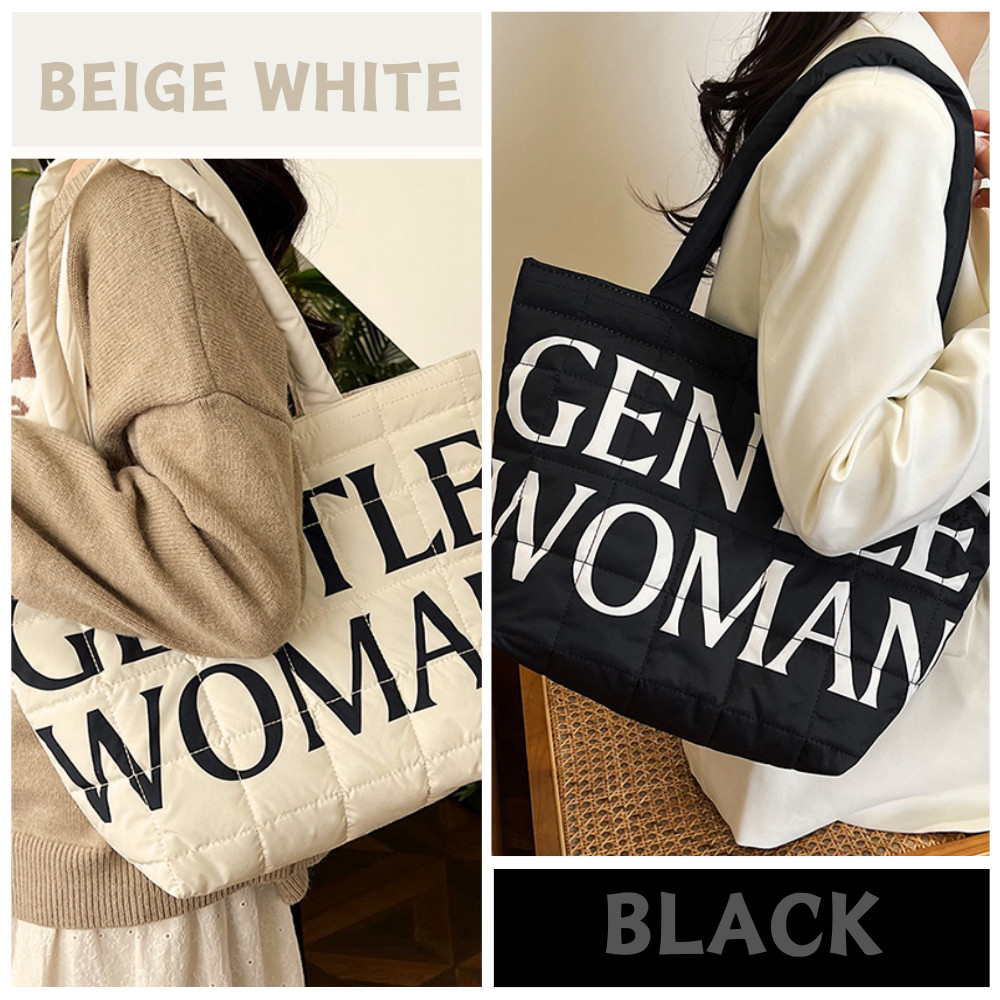 Puffer Tote Bag Fashion Women Puffy Shoulder Bag Student Casual Handle ...