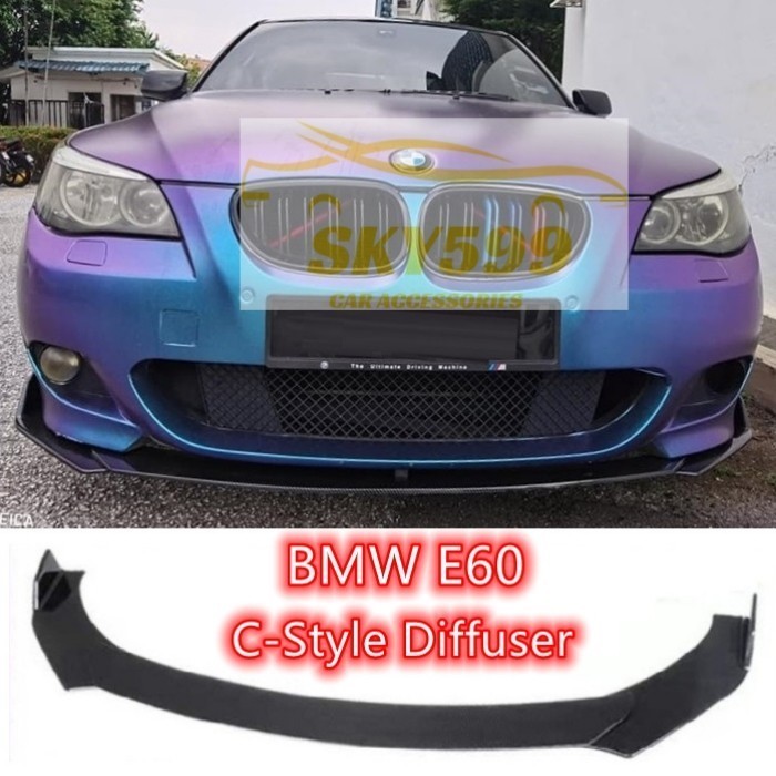 BMW E60 Front Bumper Diffuser Lip Wrap Angle Splitters Black & Carbon ...