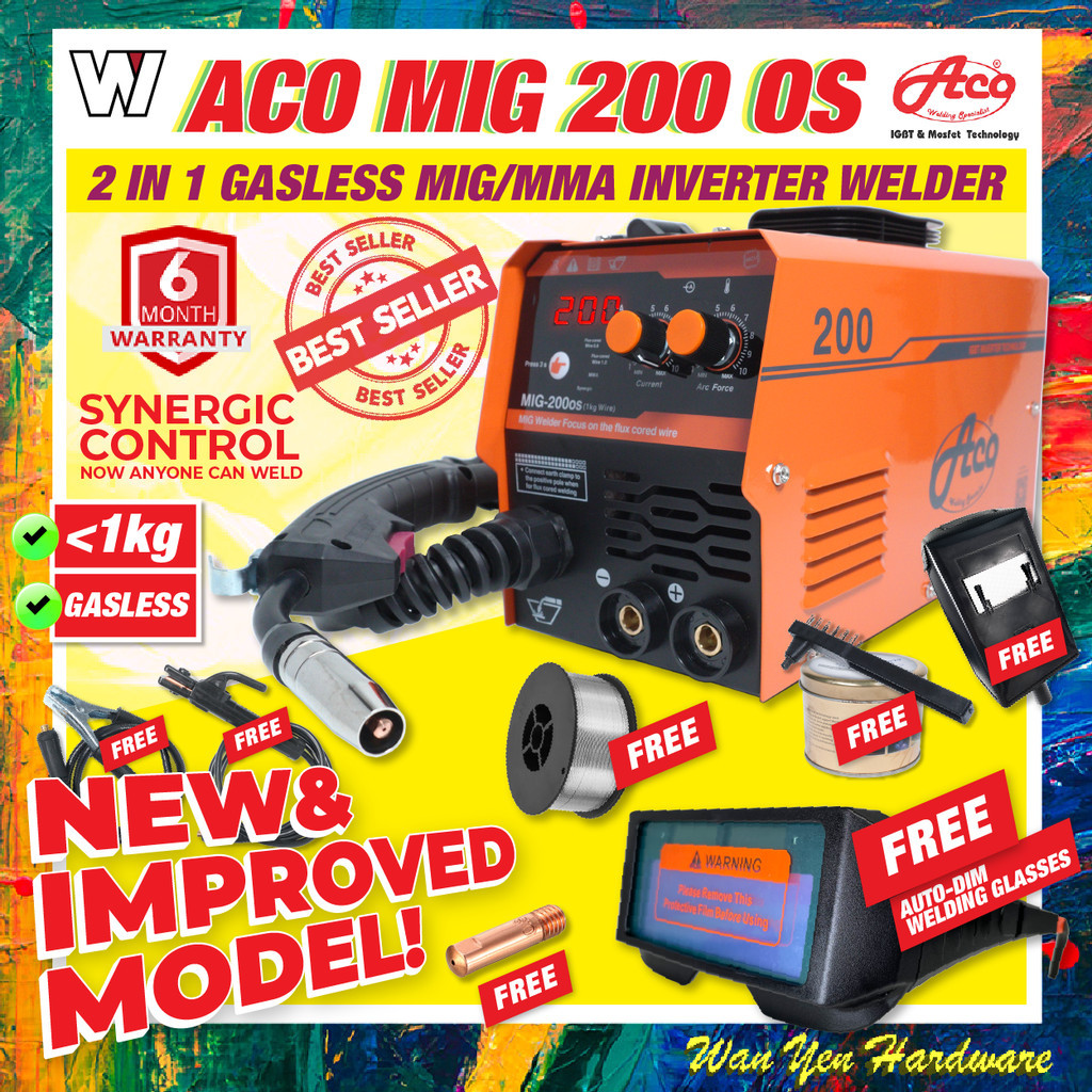 🔥ACO UPGRADE Version MIG200-OS 2 in 1 Gas-less MIG Welding Machine ...