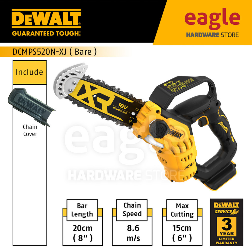 Dewalt DCMPS520N-XJ 200mm ( 8" ) 18/20V Brushless Cordless Pruning ...