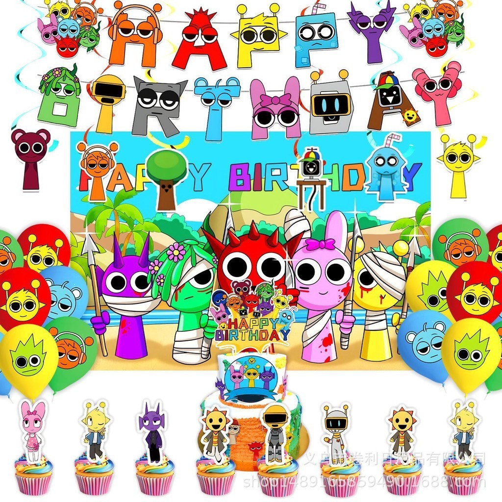 New Sprunki popular cartoon birthday party set, balloons, banners ...