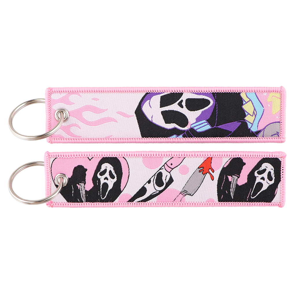 Horror cartoon woven label key chain lanyard Halloween campus access ...