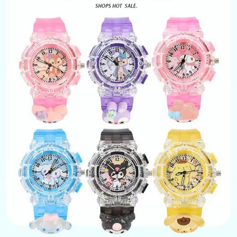 LED Sanrio Watch Cute Cartoon Hello Kitty Watch Kuromi Light Kids ...