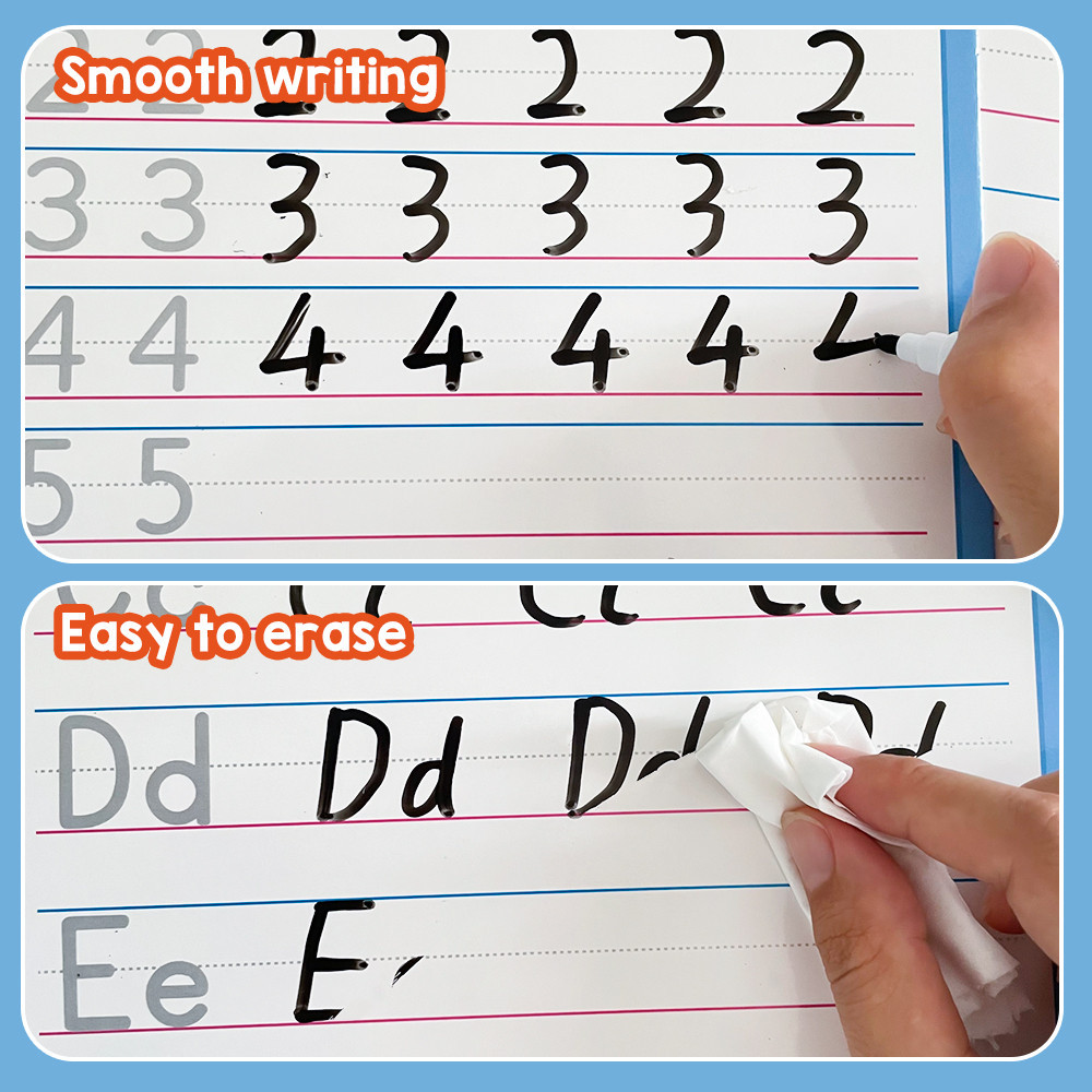 4Pcs Dry Erase Handwriting Number English Alphabet White Board for Kids ...