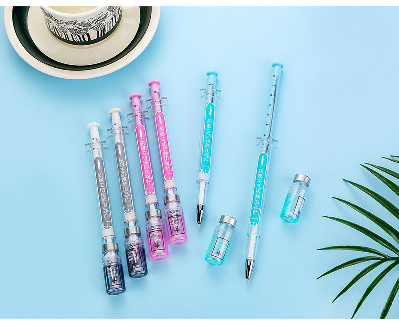 12pcs School Supplies New Style Creative Syringe Gel Pen Simulation ...