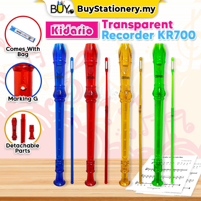 Kidario Transparent Recorder Flute Music Instrument Colour KR700 -(PCS ...