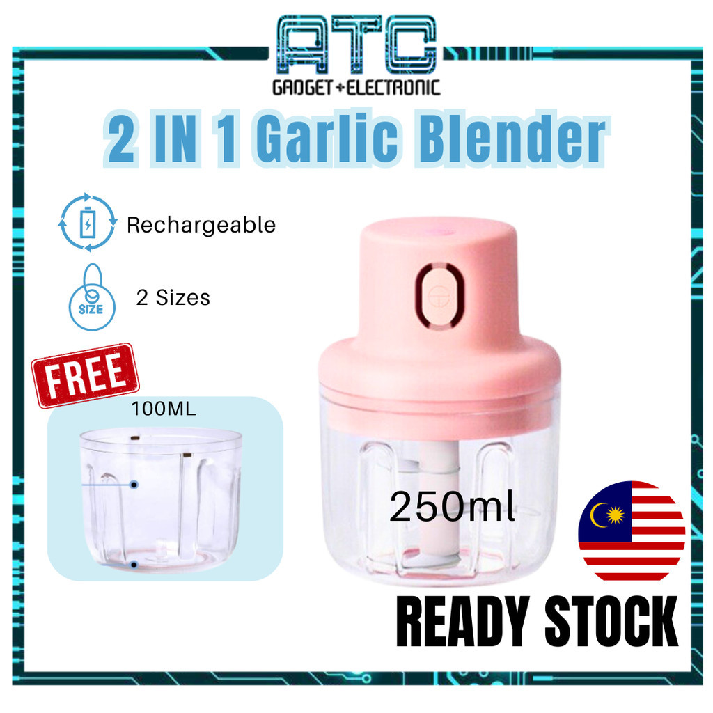 ATC 2in1 set 250ml & 100ml Garlic blender cordless USB rechargeable ...