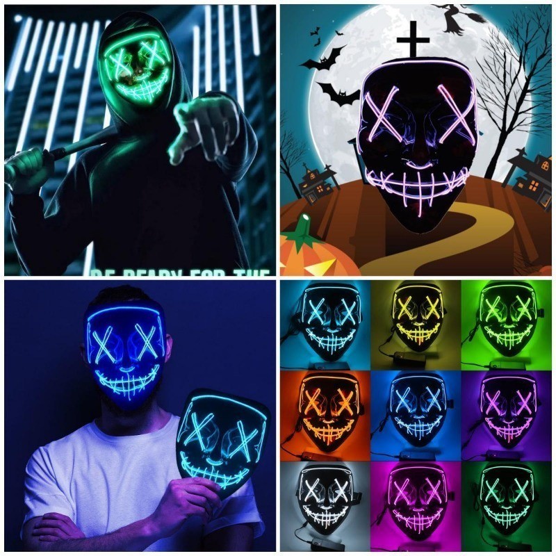 Luminous LED Neon Mask Light Up Carnival Night for Halloween Colplay ...