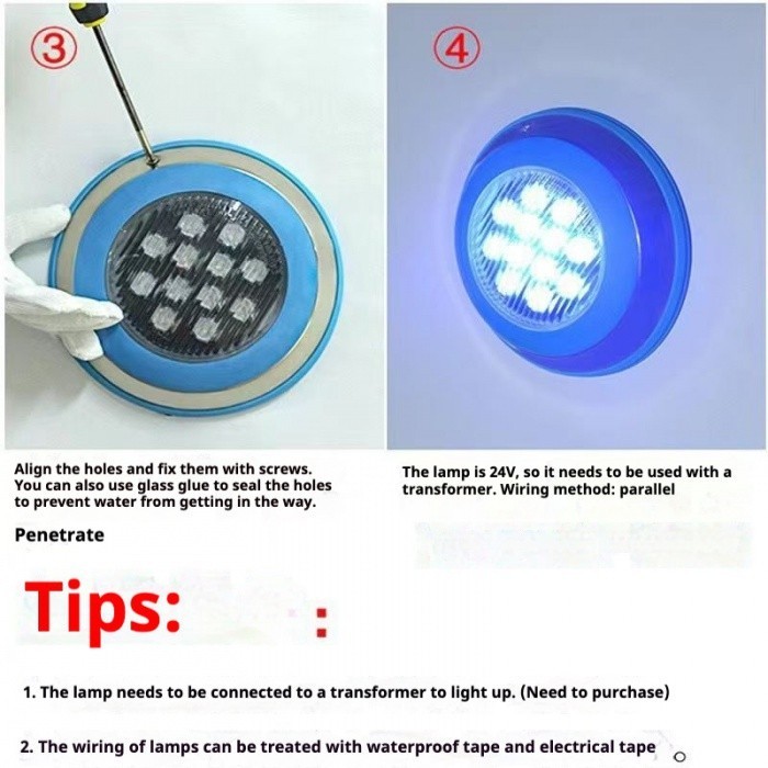 LED RGB Underwater Wall Light, Outdoor Waterproof Remote Control ...
