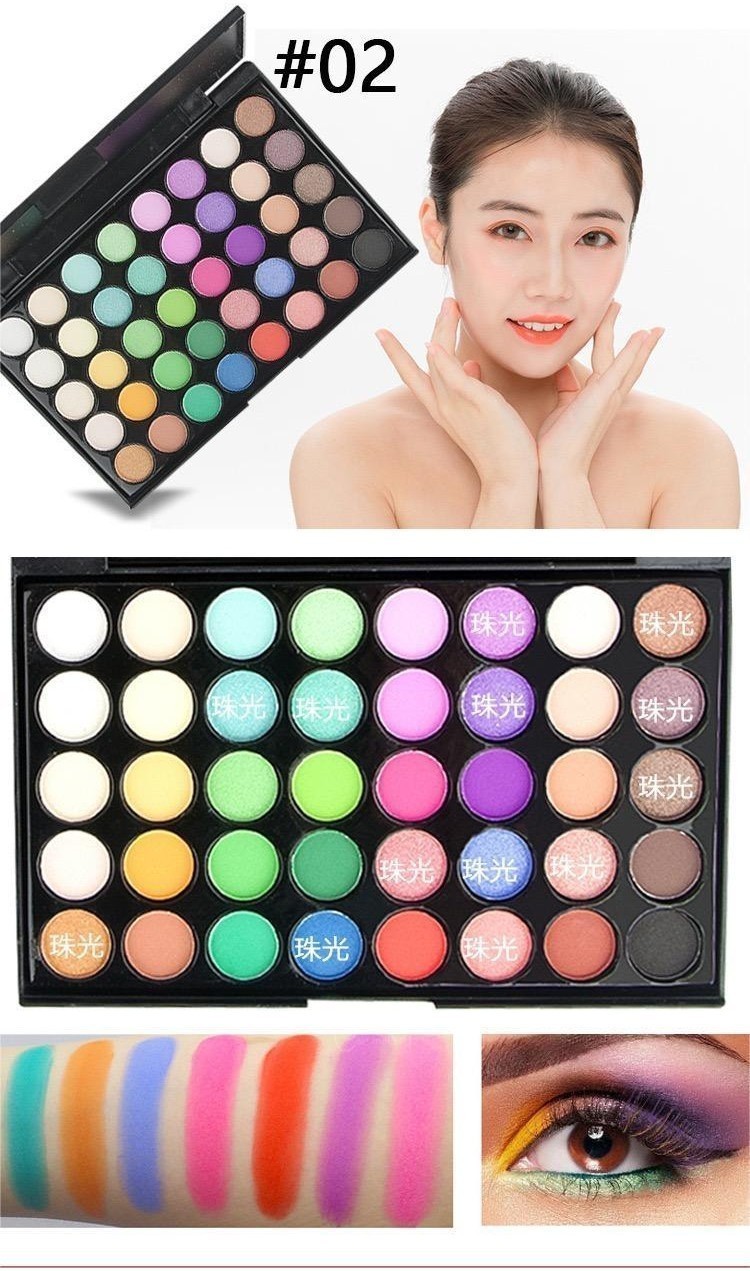 Fit Colors 40 Color Matte Eye Shadow Tray Natural Powder Pink Purple Eye Palette Pearlescent ...