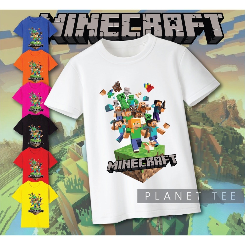 [PLANET] MINECRAFT T-Shirt Kids Game Cartoon Gamers Baju Budak | Shopee ...