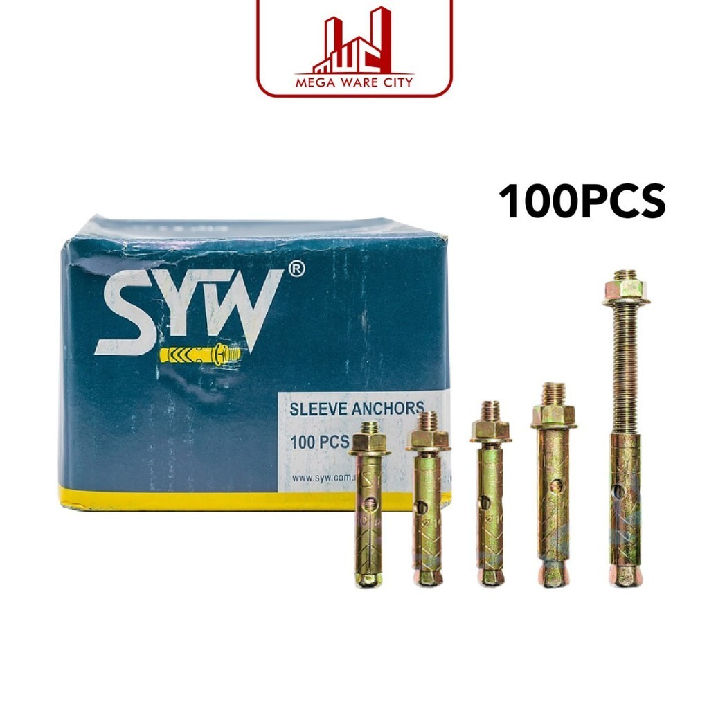 SYW High-Quality Sleeve Anchors (100PCS) Metal Screw Wall Plug ...