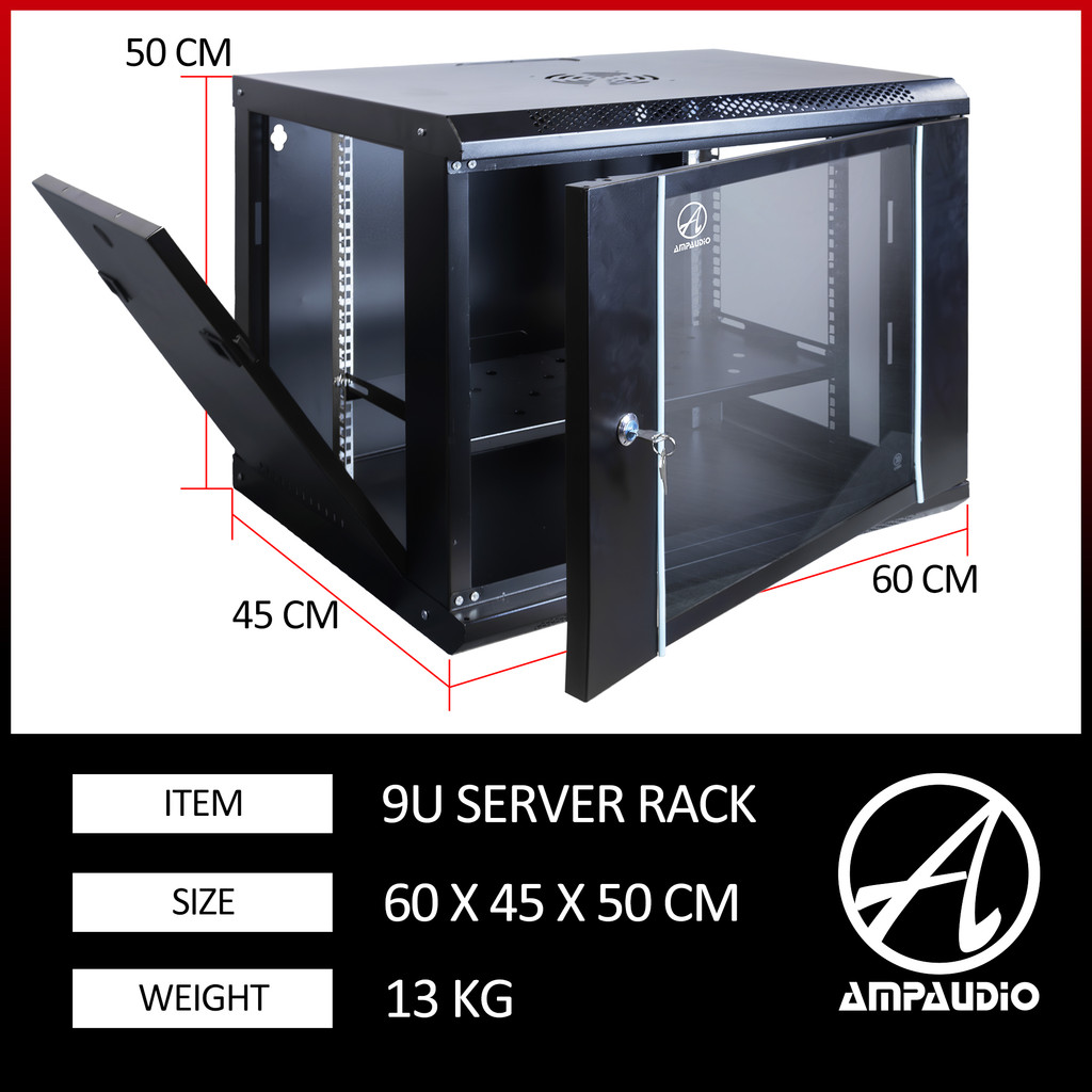 AmpAudio 9U Server Rack Wall Mount Server Rack (FREE TRAY) | Shopee Malaysia
