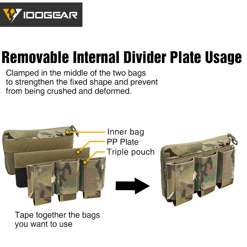 IDOGEAR Tactical DOPE Pouch Set VTS Kangaroo Pocket with Front Flap Bag ...