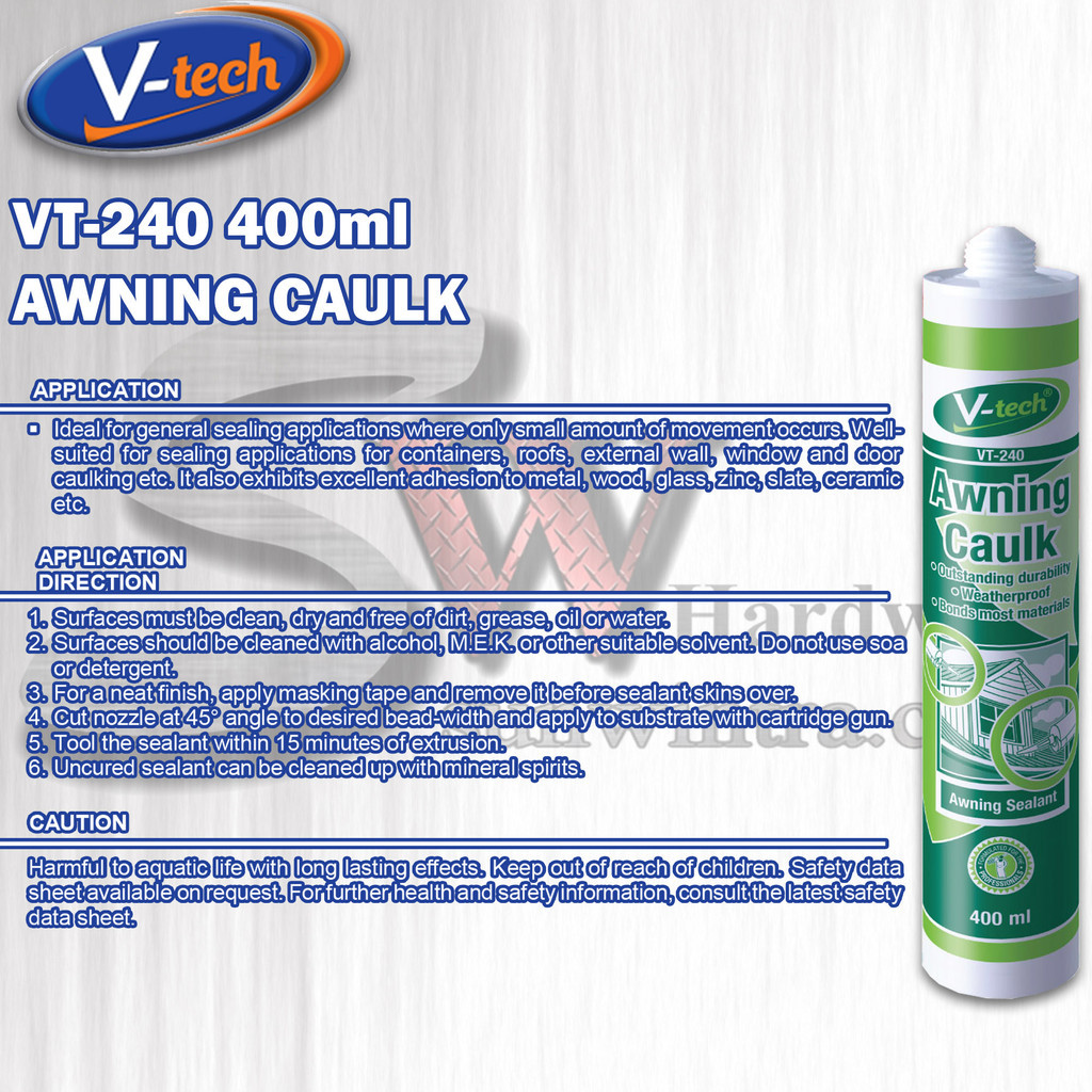 COMBO 2X + SILICONE GUN V-TECH VT240 400ML Awning Caulk / Awing silicone / Silicon Bumbung ...