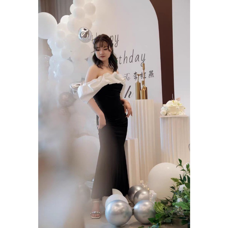 Korean Back Red Elegant Off Shoulder Evening Prom Cocktail Split ...