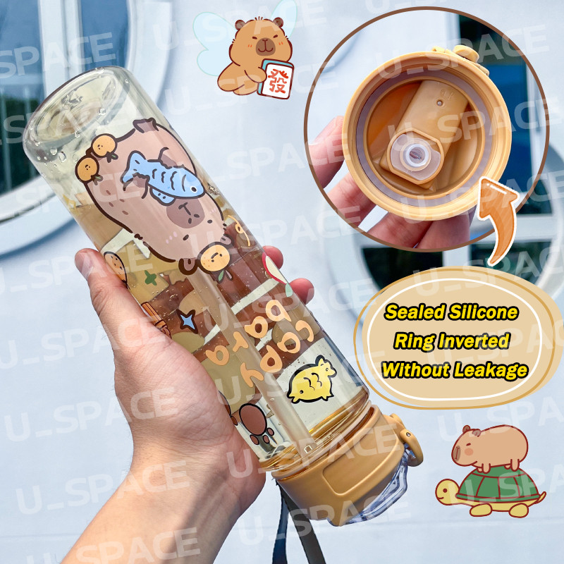 800ml Botol Air Capybara Kuromi Cinnamoroll Water Bottle Kids Straw Bpa ...