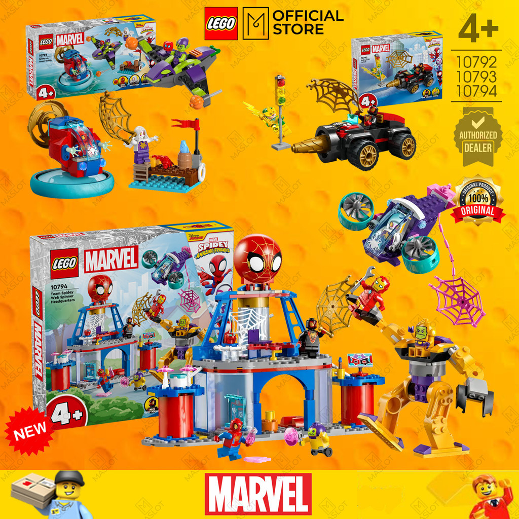 LEGO MARVEL Drill Spinner Vehicle 10792 / Spidey vs. Green Goblin 10793 ...