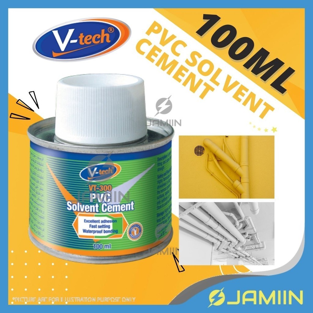 VTECH VT-300 PVC Solvent Cement 100ml Clear Color Bond and Fitting PVC Pipes Adhesives Gam ...