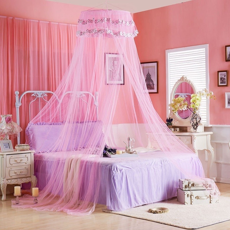 Pink Hanging Dome Round Mosquito Net Princess Style Home Summer Netting ...