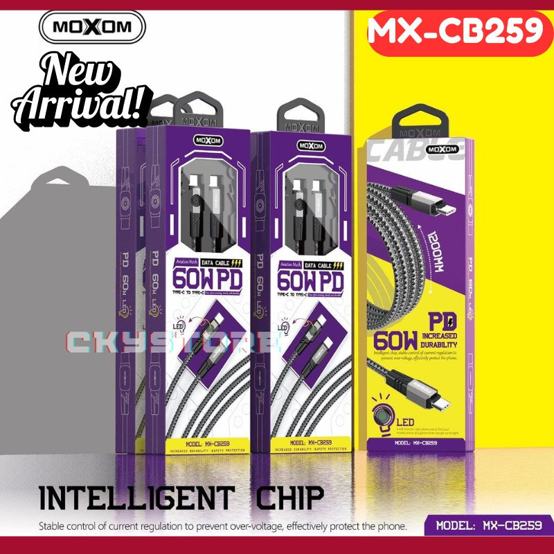 MO.XOM MX-CB259 MECH PD60W TYPE C TO TYPE C LED Fast Charging USB CABLE ...
