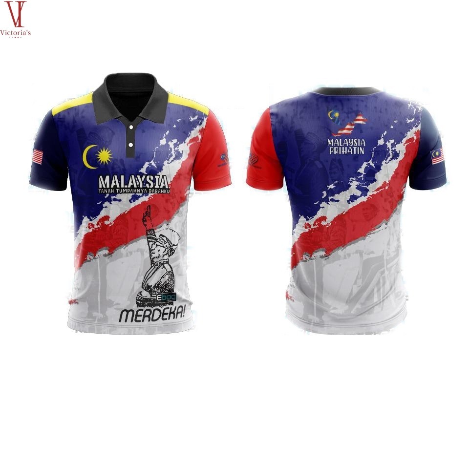 [Ready Stock] Baju Merdeka Biru Eboq Sublimation / Big Size Plus Size ...