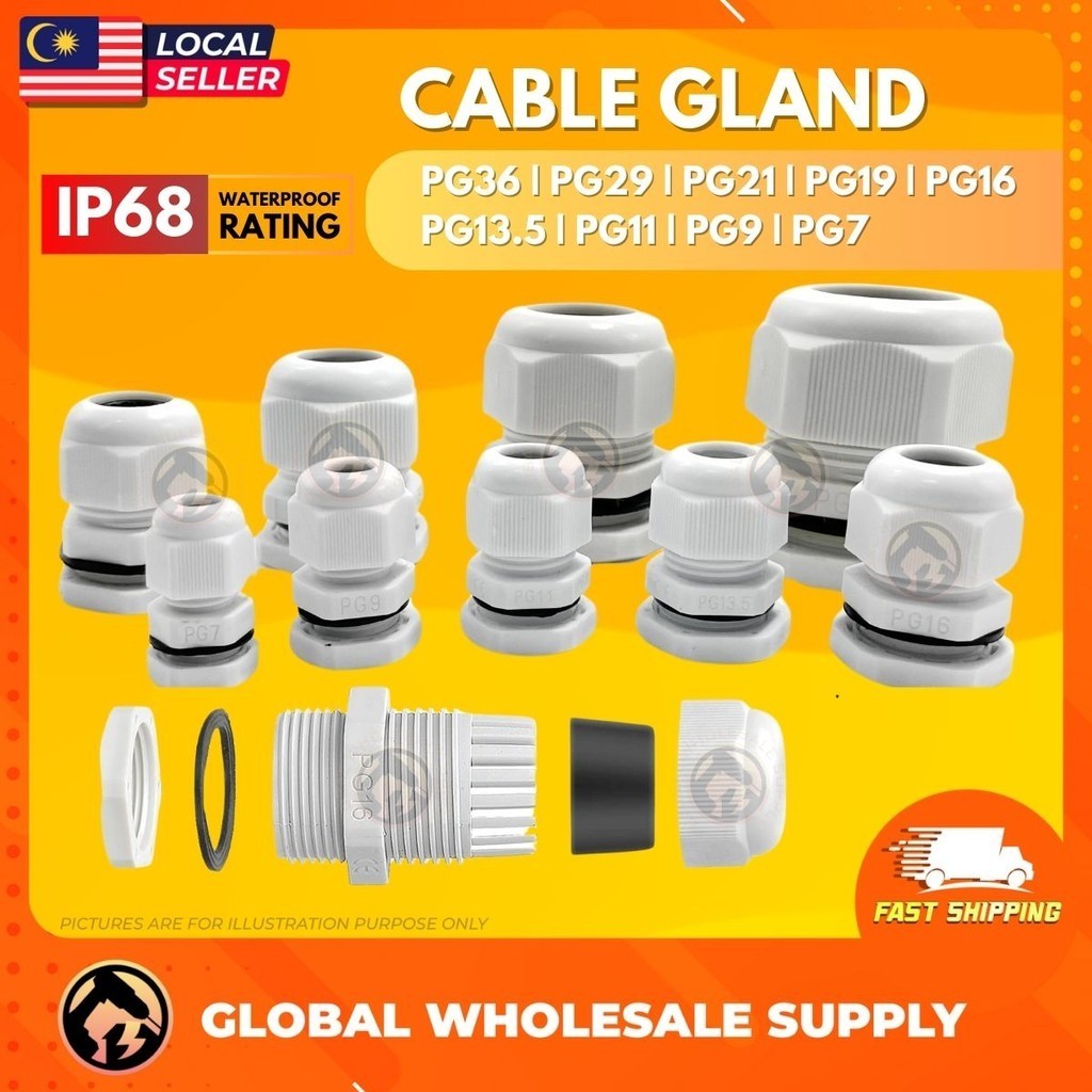 1PC IP68 CABLE GLAND Nylon Plastic Waterproof Adjustable Cable Glands ...