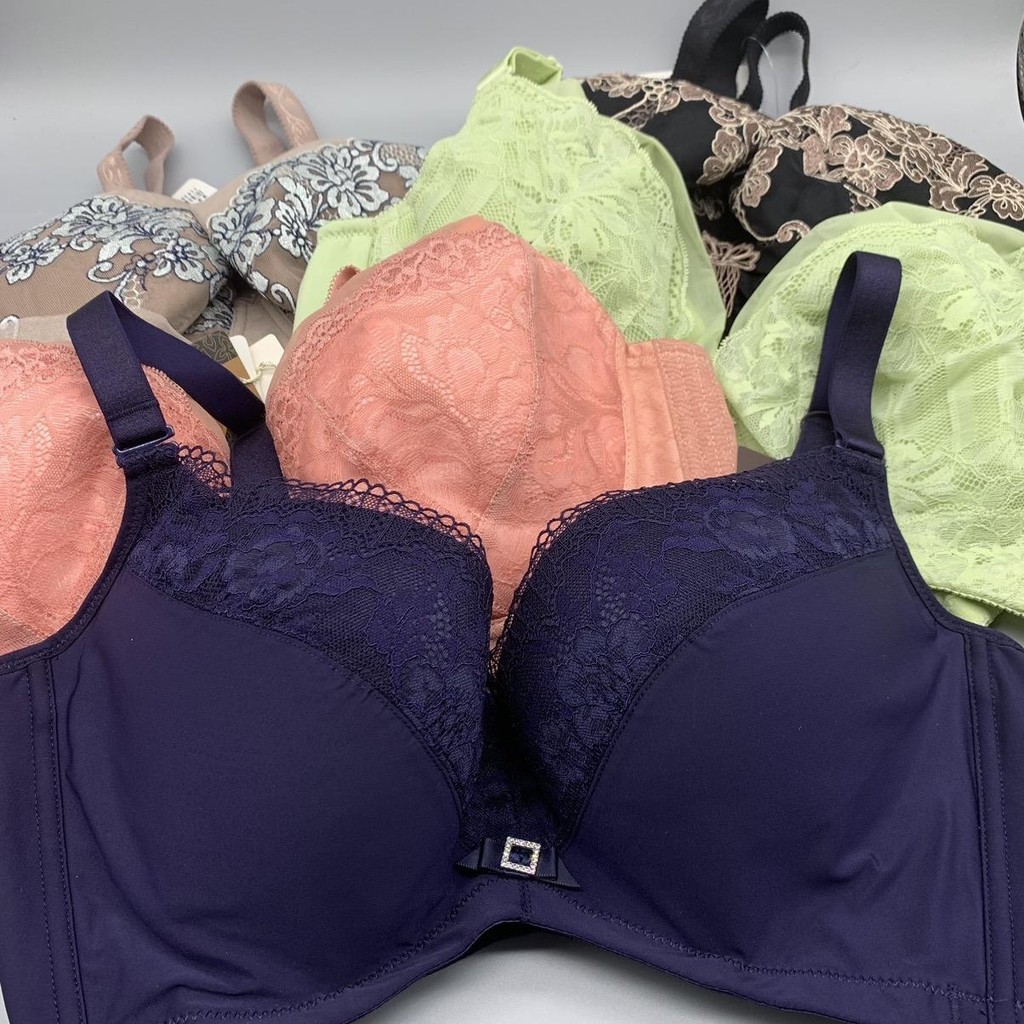 Ladies Bra Plus Size 40D Cotton Lace Ice Silk Wired Wireless Bra Wanita ...