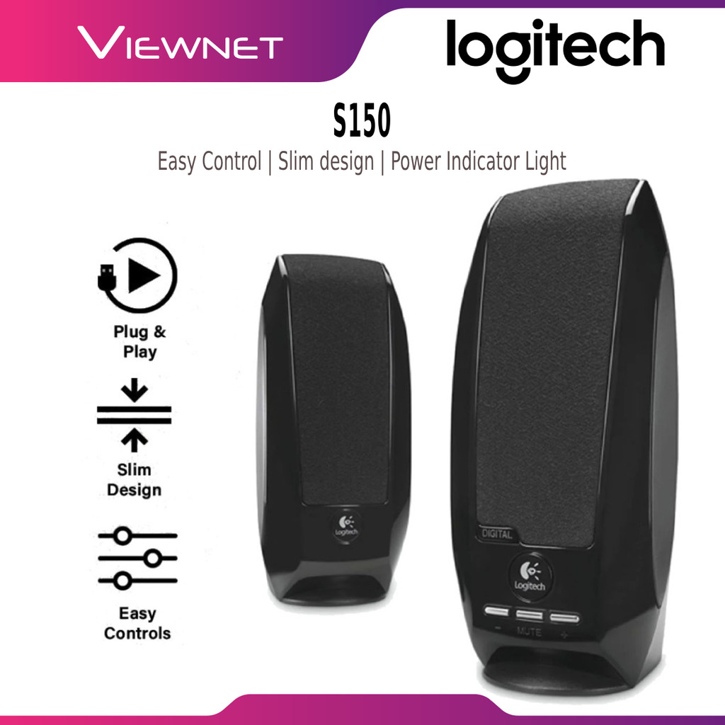 LOGITECH S150 USB STEREO SPEAKER SMALL COMPACT DESIGN | LIGHTWEIGHT FOR DESKTOP OR LAPTOP - 980 ...