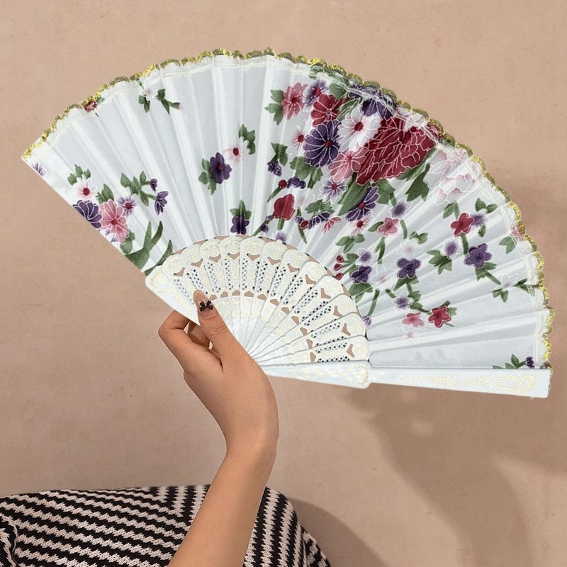 Chinese Style Silk Hand Fan Red Folding Fans Traditional Wedding ...