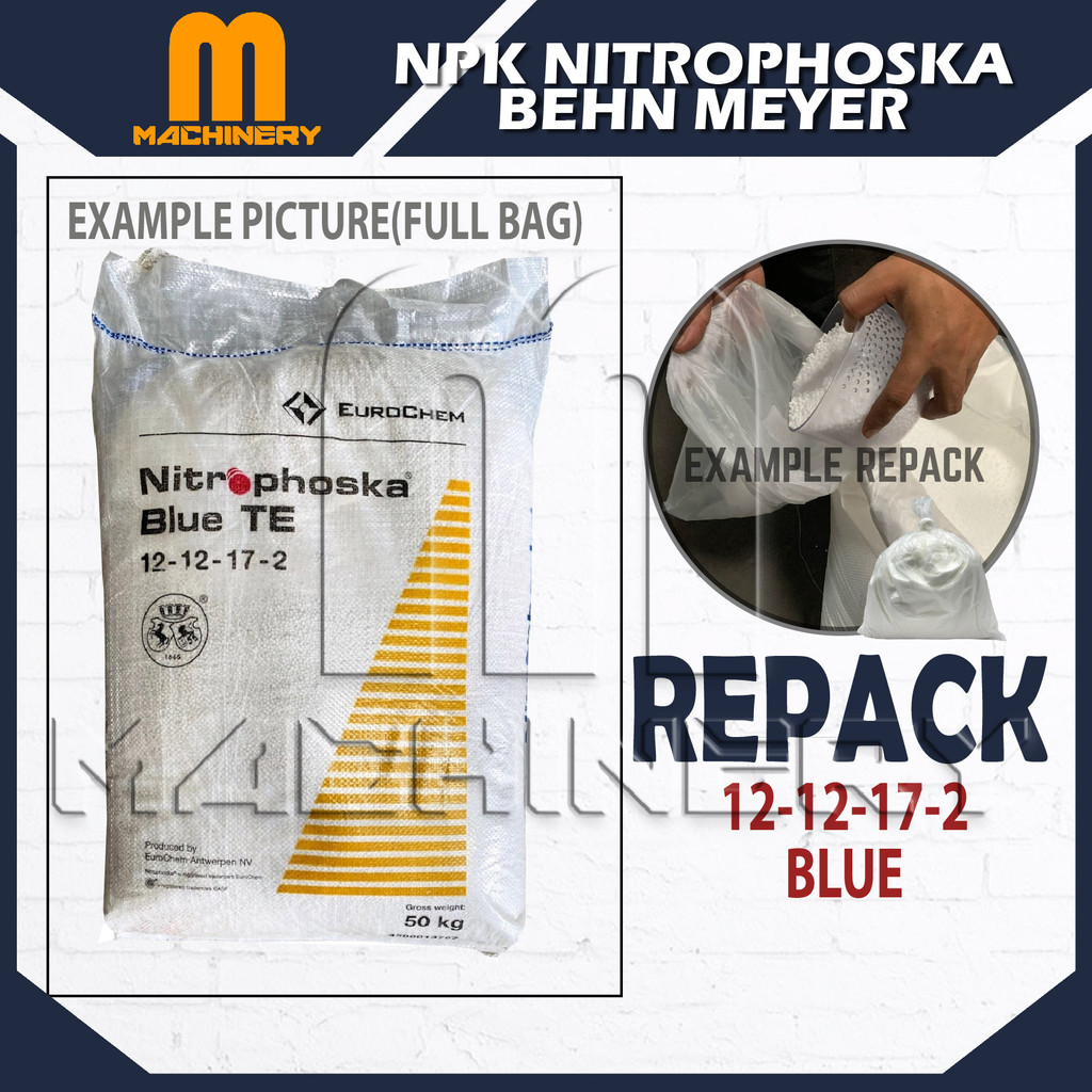 (REPACK) M.Machinery NPK Nitrophoska BEHN MEYER 12-12-17-2 BLUE 1KG 2KG ...