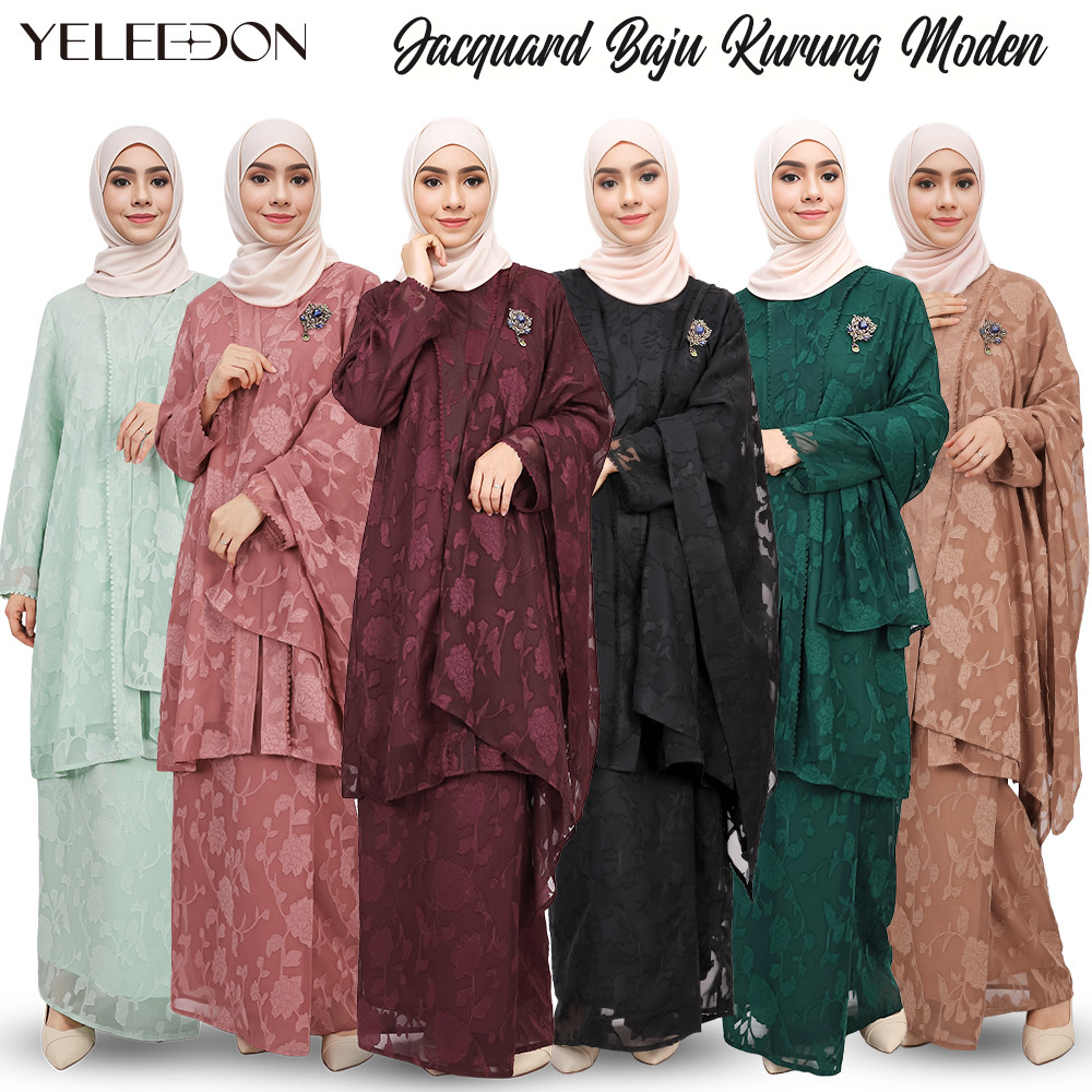 YELEEDON BAJU KURUNG Moden Baju Raya Haji 2025 FREE SHAWL diamond Bead ...