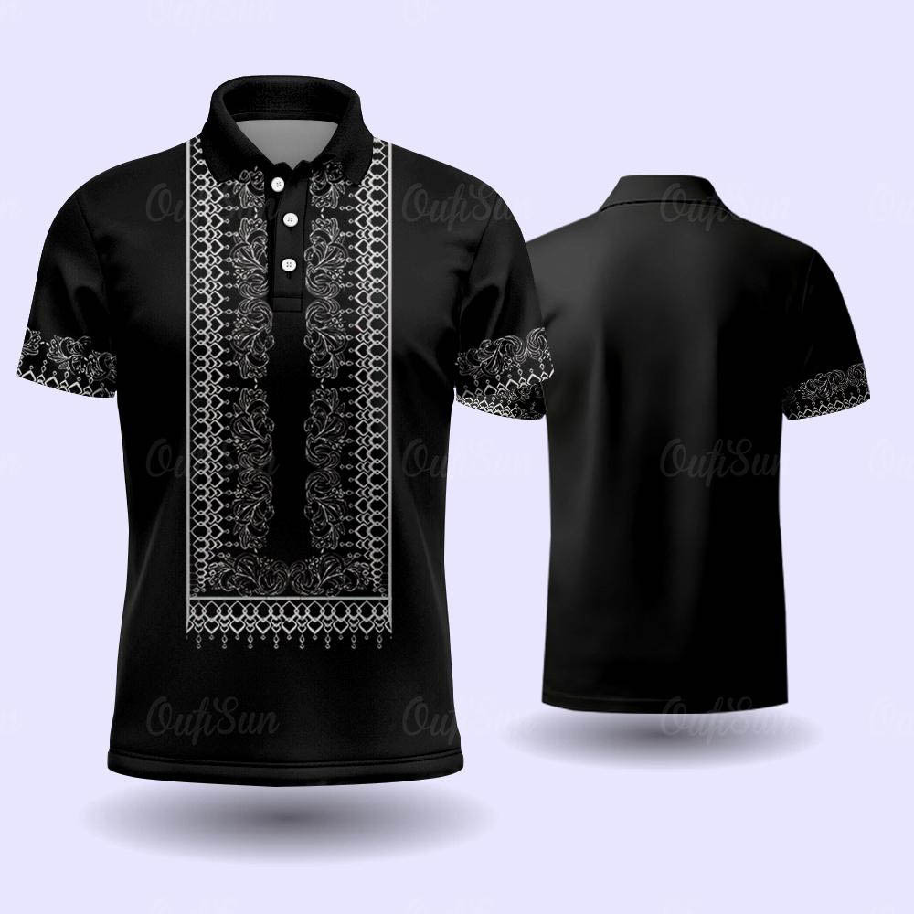Ethnic Style Men's Barong Polo Shirt for men Vintage Polo shirt ASEAN ...