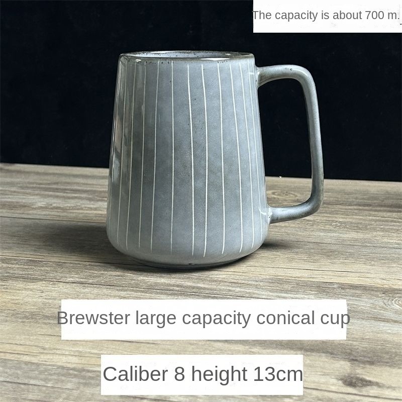 [700ml Large Capacity Cup] European-Style Ceramic Cup Simple Couple Mug Retro Large Conical Cup ...