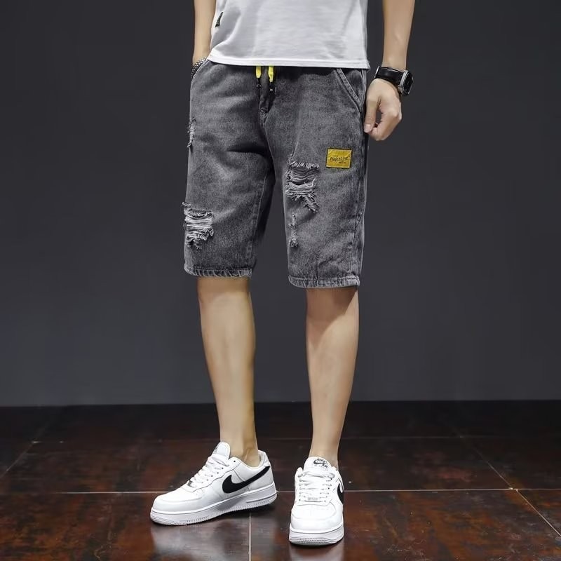 M-4XL Men Short Pants Denim Short Ripped Korean Style Casual Trend ...