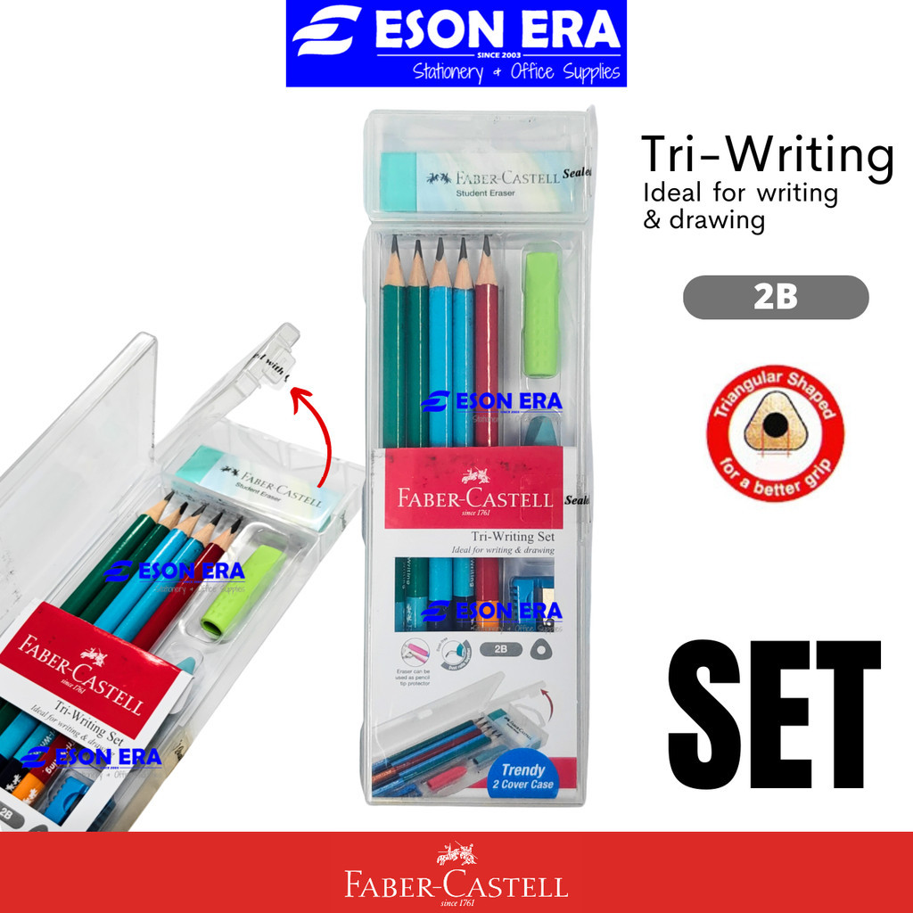 Faber-Castell 2B Pencil Tri-Writing Set 311809 Pencil Case Stationery ...