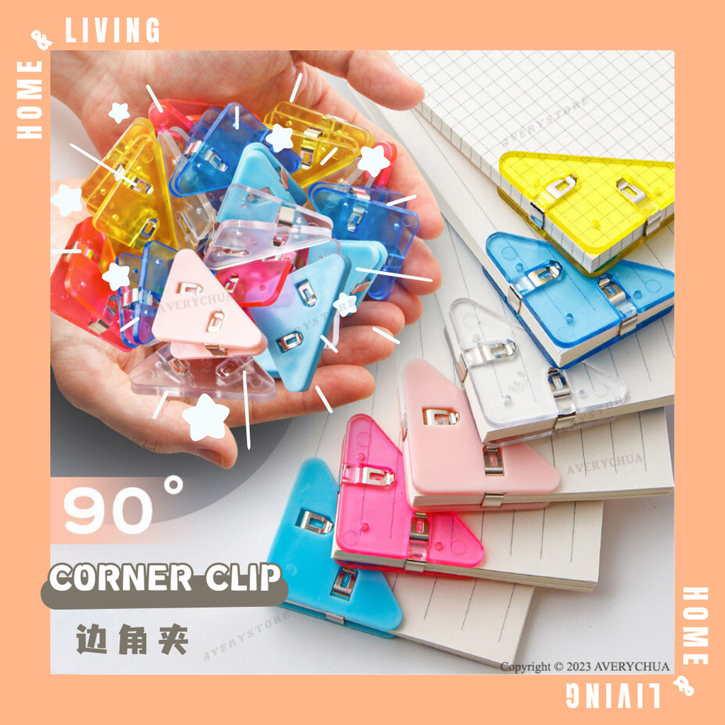 Corner Clip Triangle Paper Clip Klip Penjuru Kertas Segitiga Stationery ...
