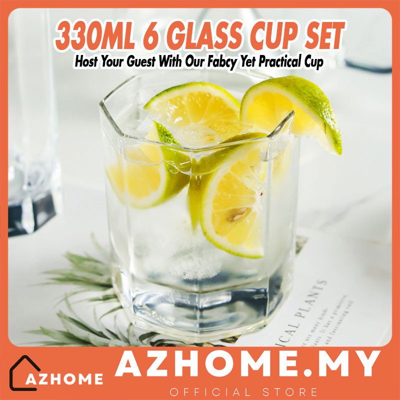6 Pcs Glass Cup Set High Quality Pyramid 330ml Glassware Volume Fancy ...