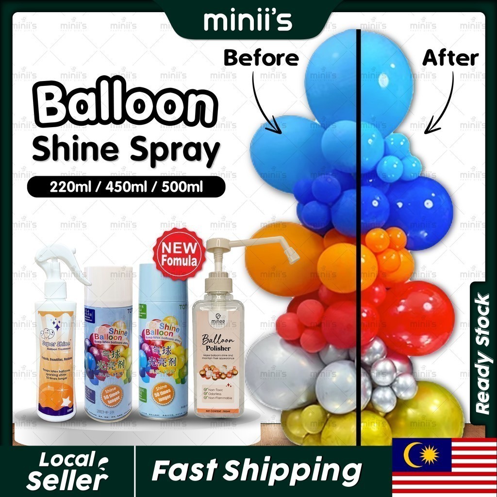 MINIIS Balloon Shine Spray Keeps Latex Balloons Looking Shiny Restore ...