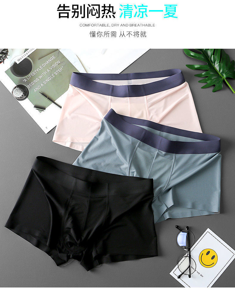 Summer Breathable Traceless Men's Underwear Youth Ice Silk Mesh Sexy ...