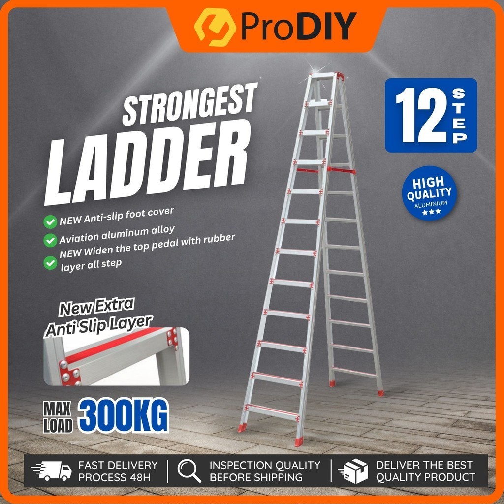 12 Step ladderman Commercial ladder Foldable Aluminium Ladder Foldable ...