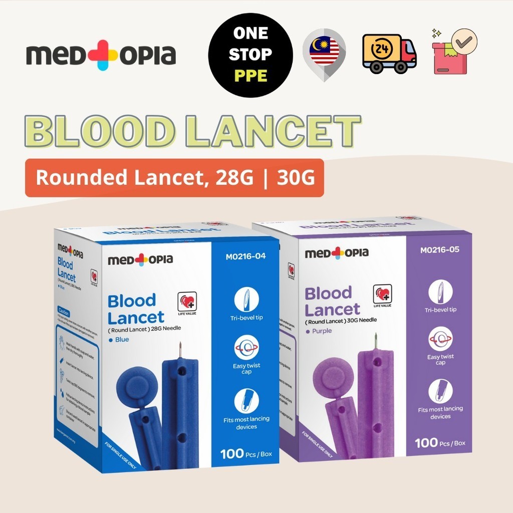 Blood Lancet Round Jarum Test Darah Test Gula 28g | 30g - 1 Box ...