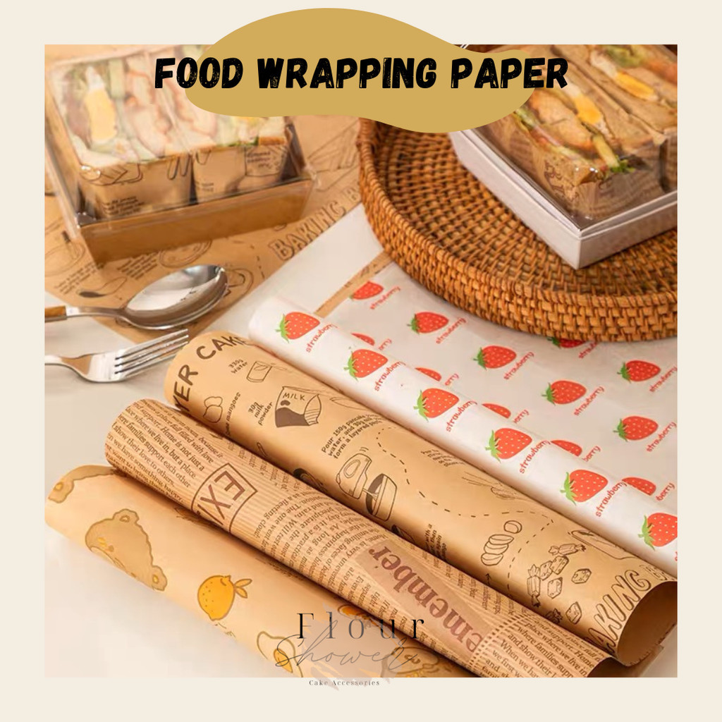 FS 50pcs 38x28cm Food Grade Wax Paper | Sandwich Burger Bread Toast ...