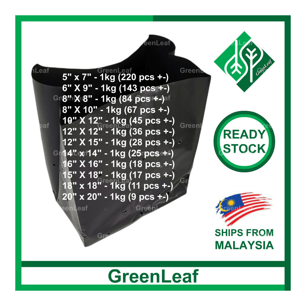 1KG Polybag UV Hitam Polibag Tebal Poly Bag Fertigasi Nursery ...