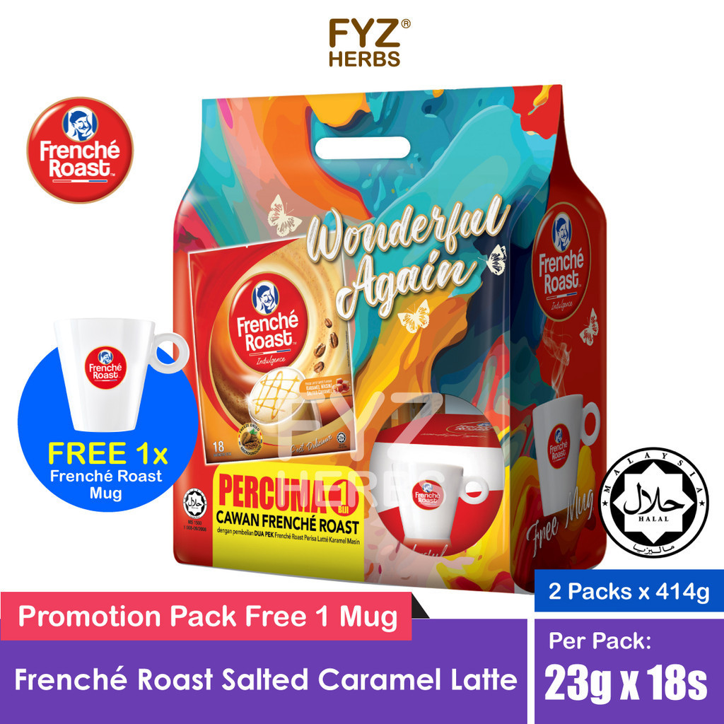 Frenché Roast Salted Caramel Latte (23g x 18s) Twin Pack Free 1x Mug ...