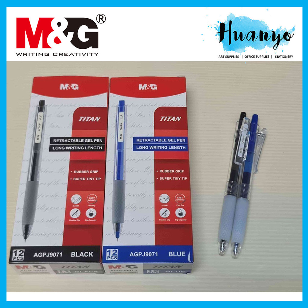 M&G Titan Retractable Gel Pen Fast Drying Black / Blue Ink 0.5MM (Per ...